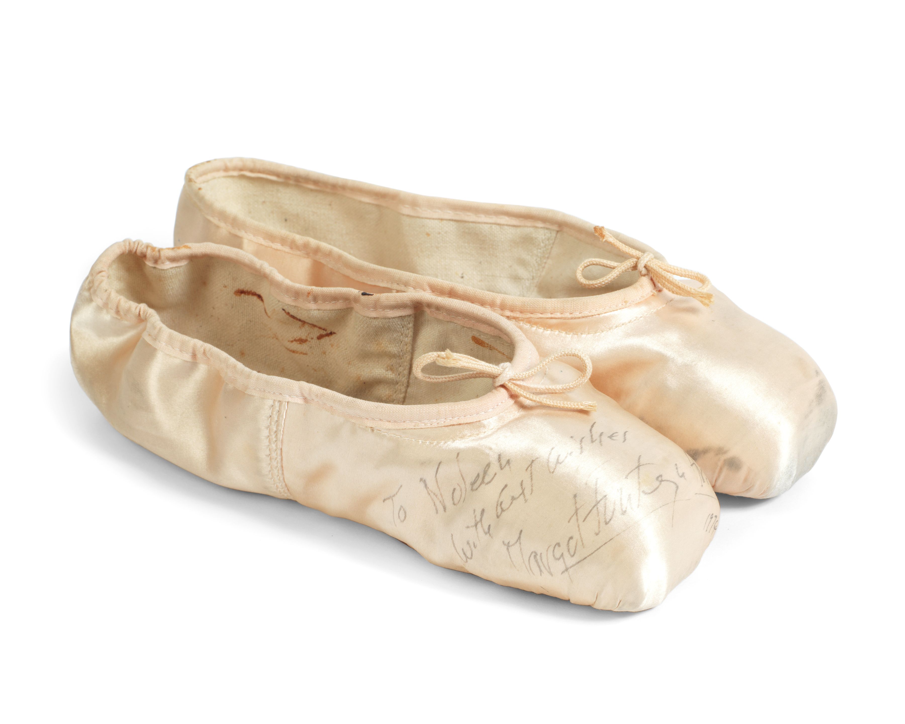 Bonhams : Margot Fonteyn A pair of pink satin ballet shoes worn and ...