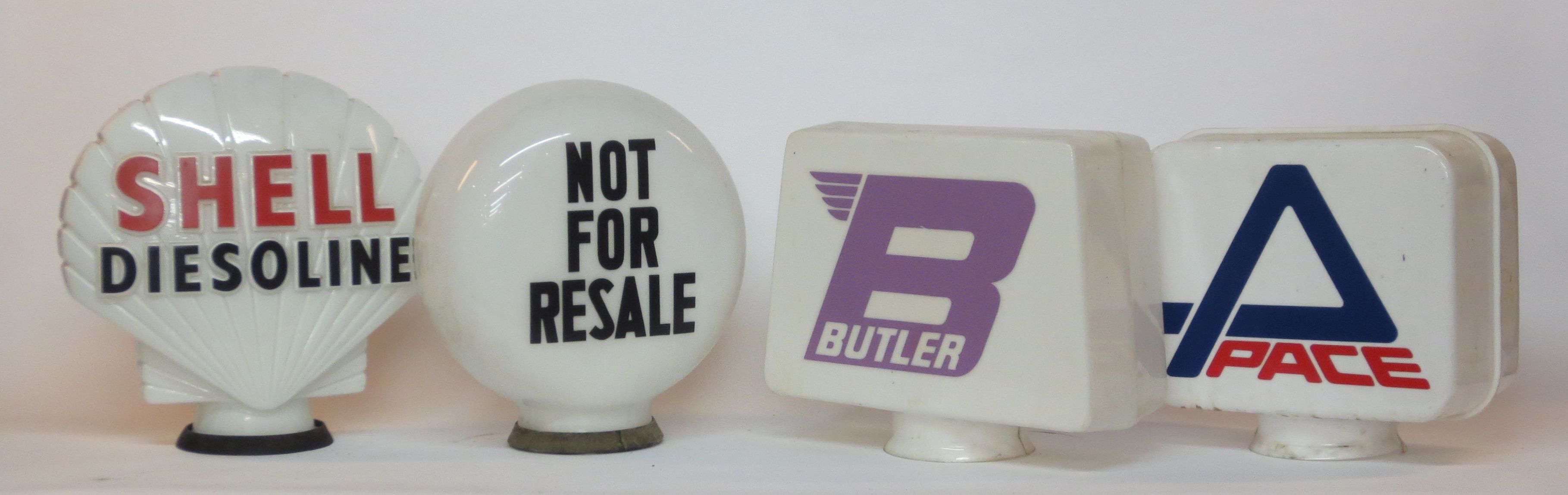 Bonhams Cars : A 'Shell Diesoline' glass petrol pump globe, ((4) )