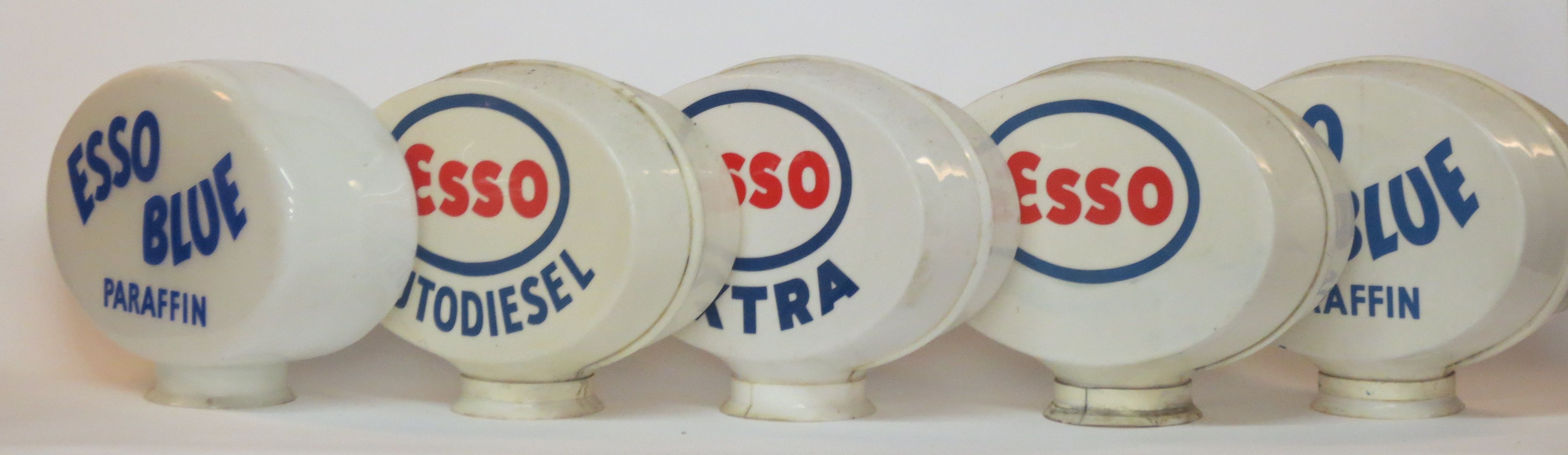 Bonhams Cars : An 'Esso Blue' glass paraffin pump globe by Hailware, ((5) )