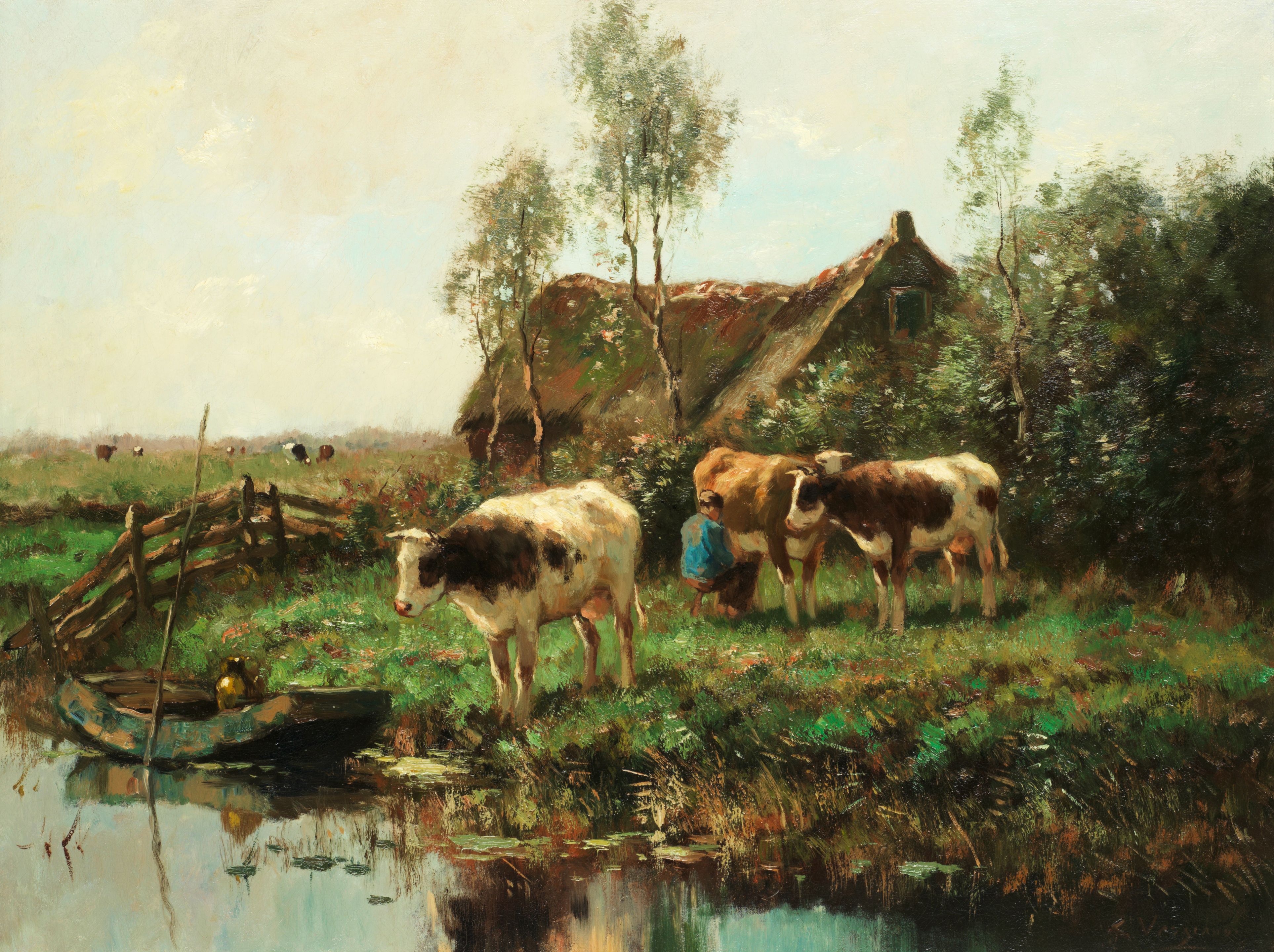 Bonhams : Cornelis Carel Verschuur Bouter (Dutch, 1888-1966) Milking time