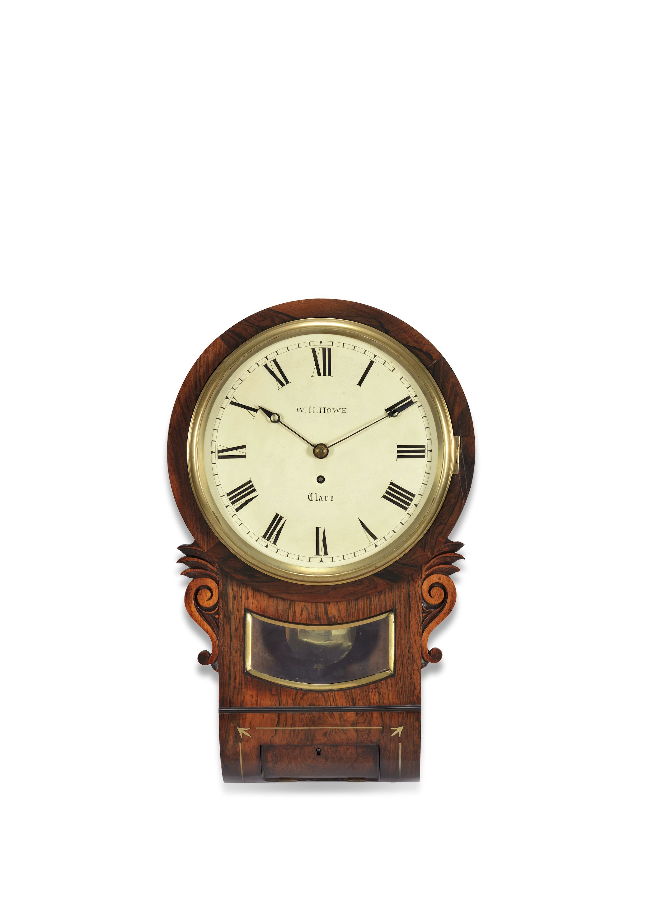 Bonhams : A second quarter 19th century rosewood and brass inlaid drop ...