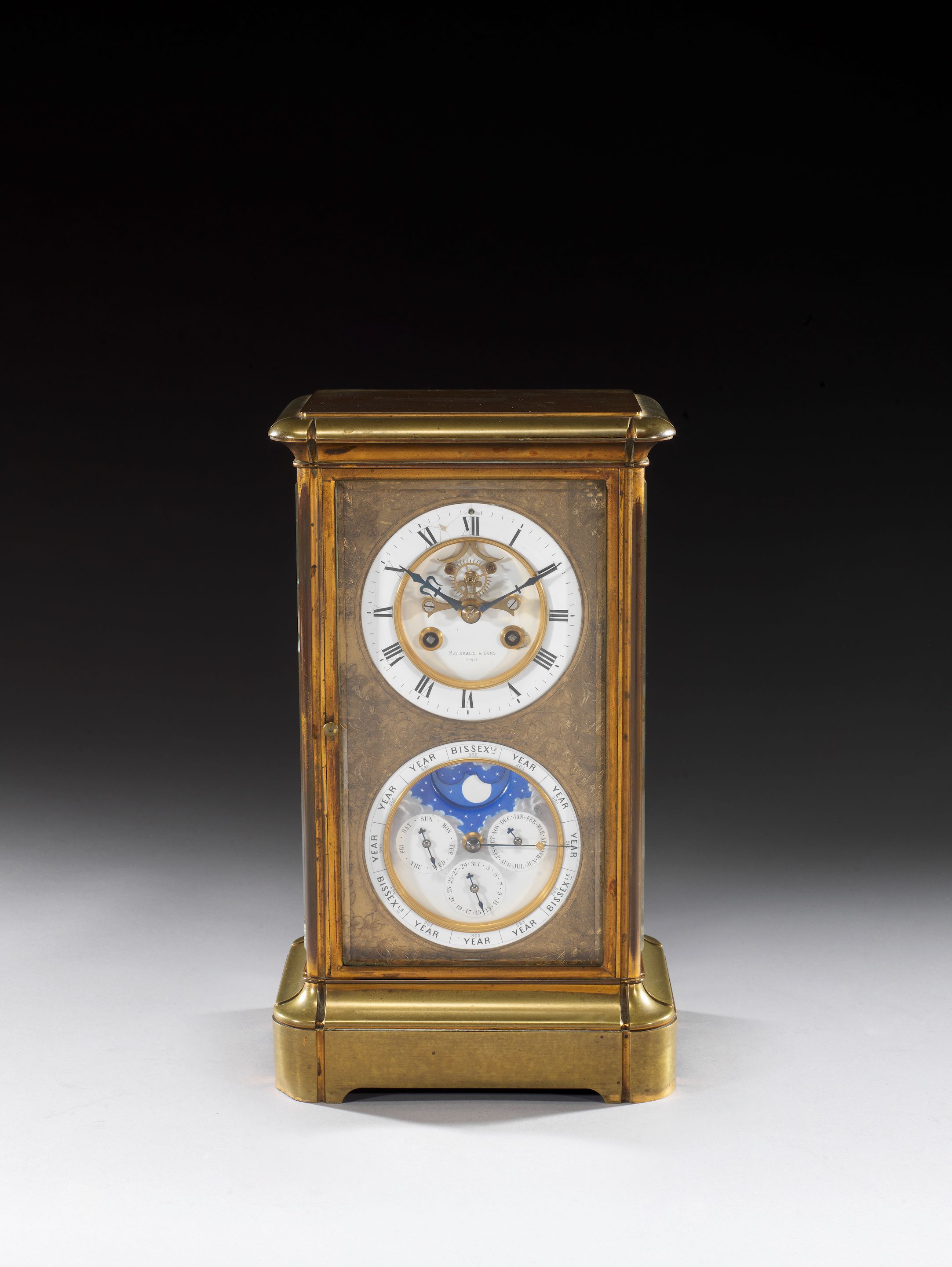 Bonhams : A late 19th century French perpetual calendar four glass ...