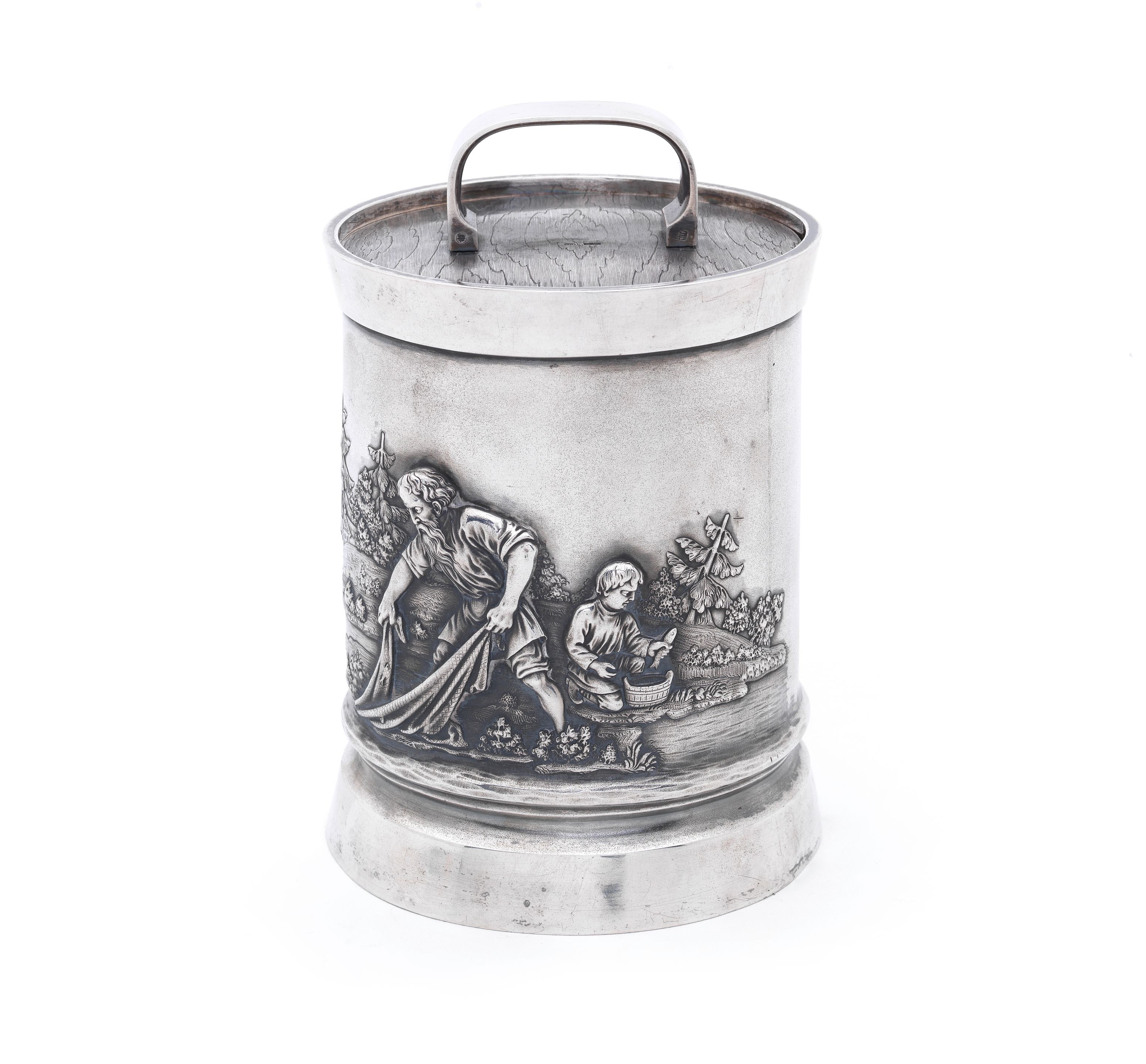 Bonhams : A 19th century Russian silver canister and cover Moscow 1894