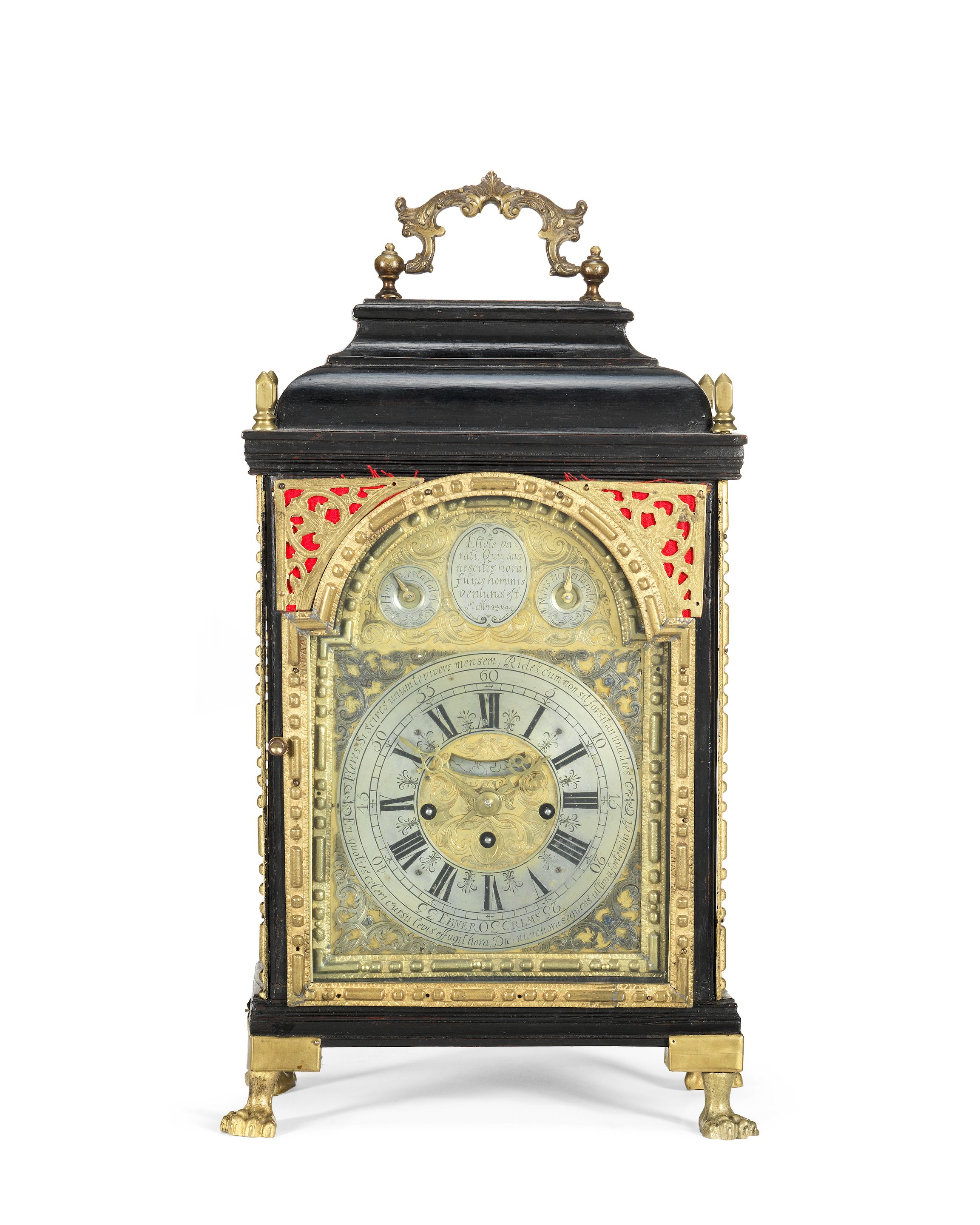 Bonhams : An 18th century Austrian grande sonnerie ebonised table clock ...