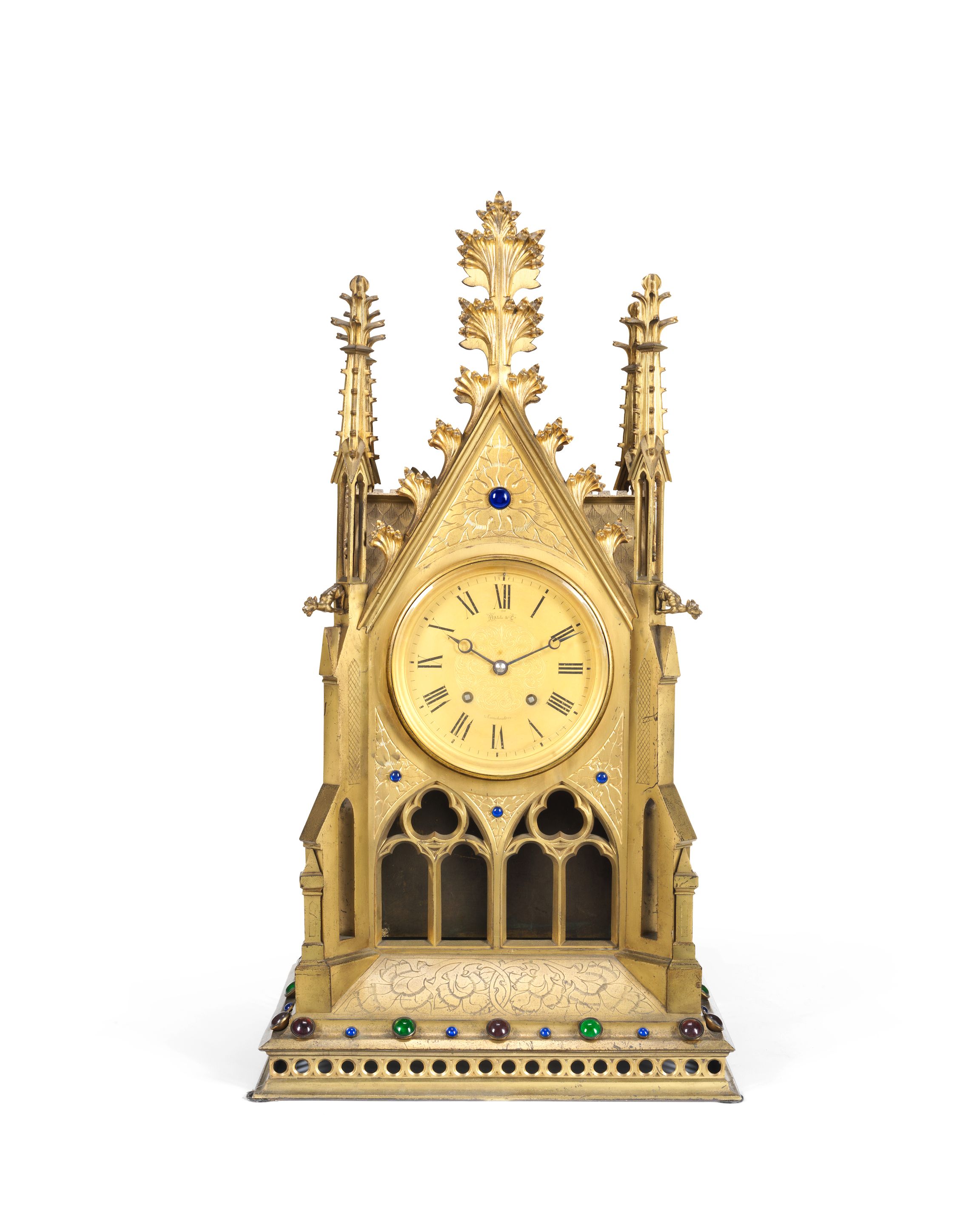 Bonhams : A large late 19th century gilt brass cathedral mantel clock ...