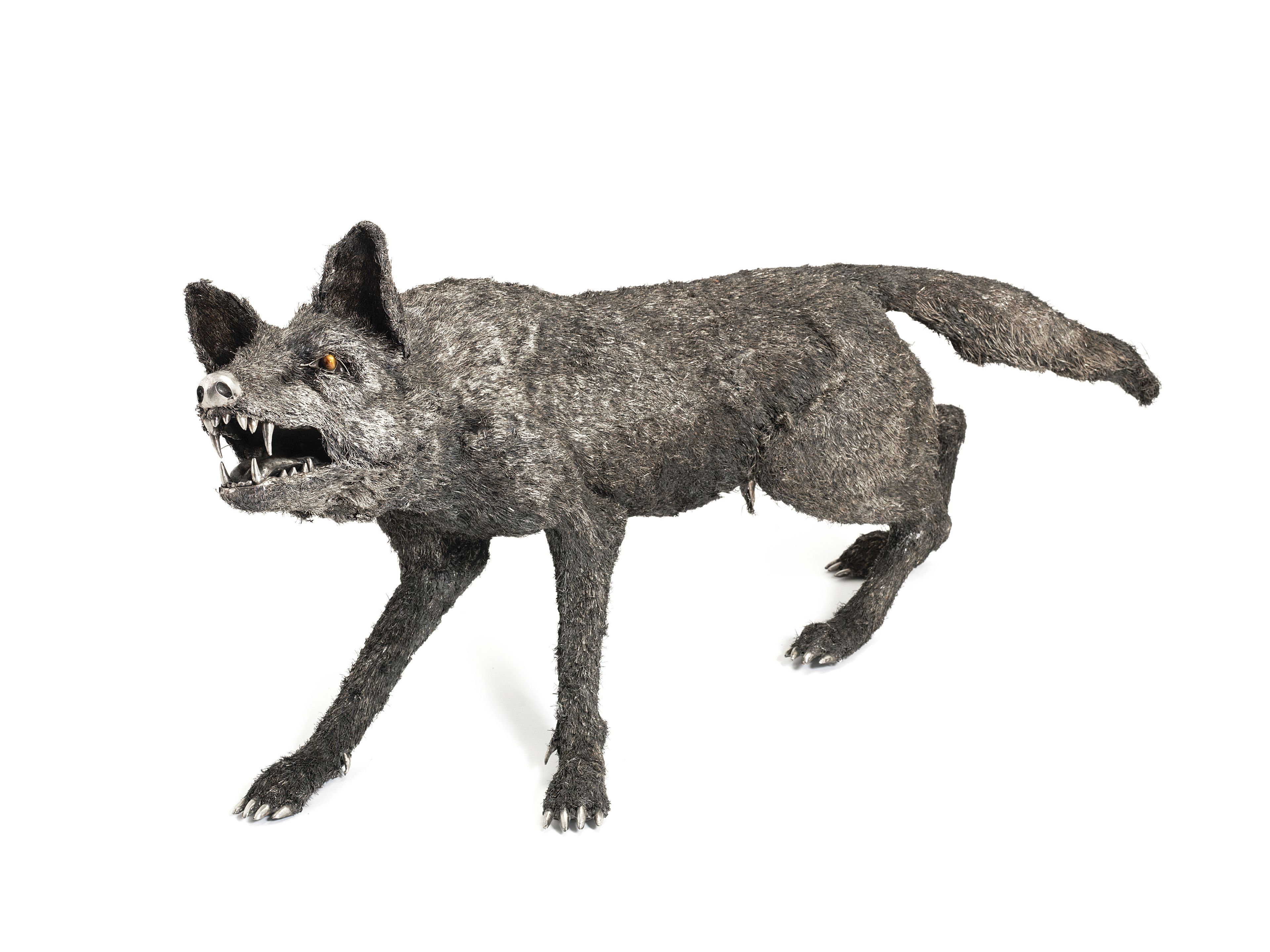 Bonhams : A large Italian silver model of a snarling wolf scratch ...