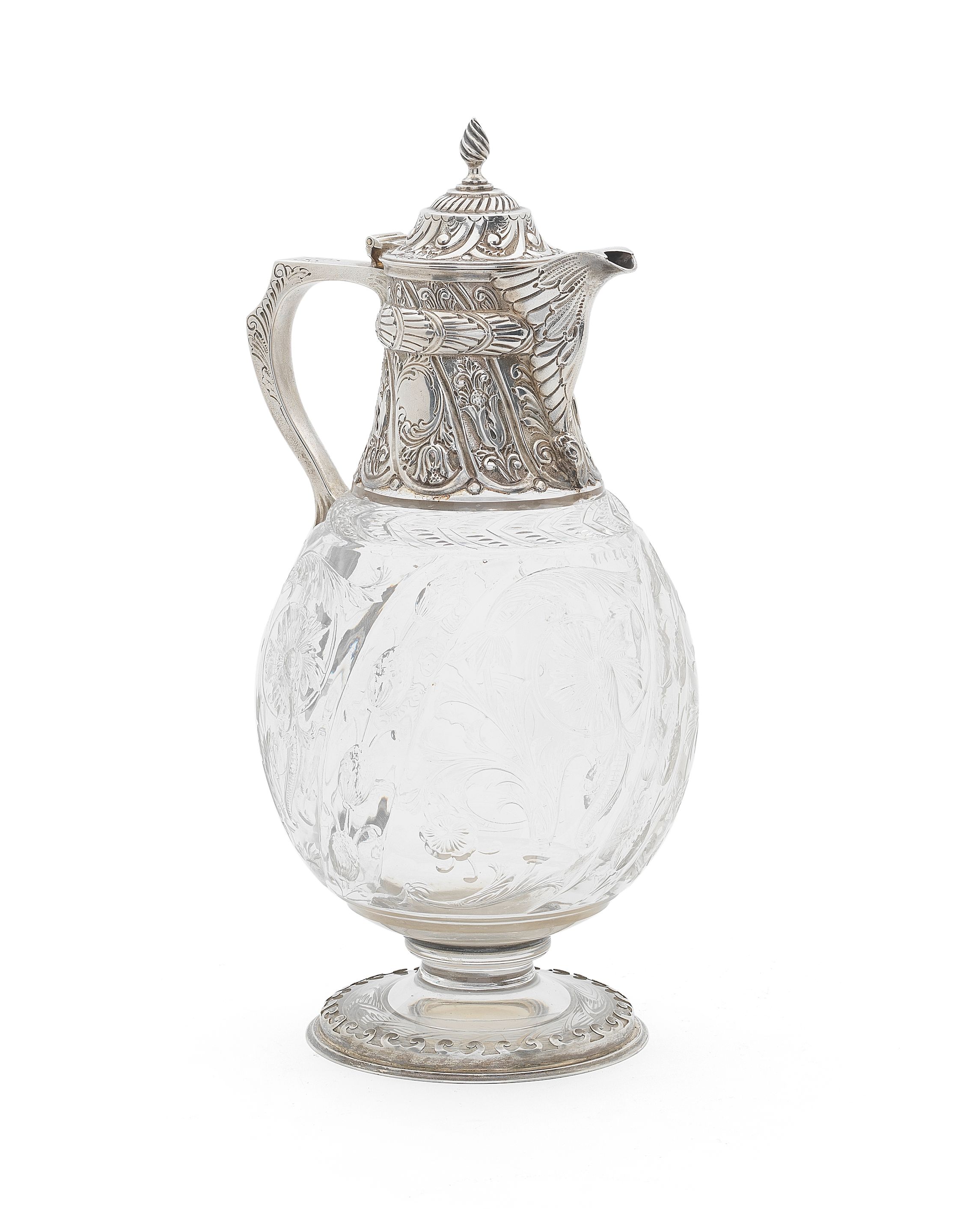 Bonhams : A Victorian silver and 'Rock Crystal' glass claret jug by ...