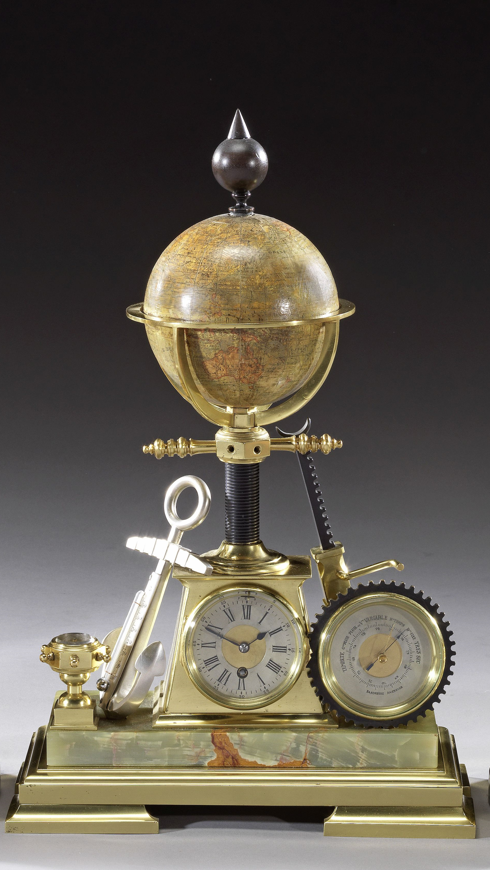 Bonhams : A late 19th century French Brass compendium mantel timepiece ...