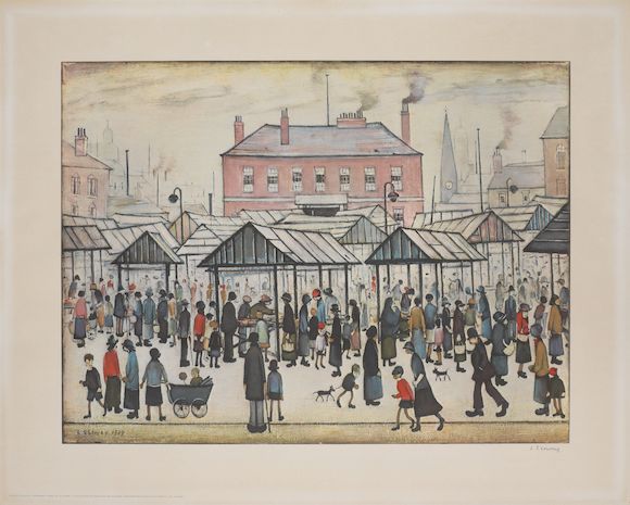 Bonhams : Laurence Stephen Lowry R.A. (British, 1887-1976) Market Scene ...