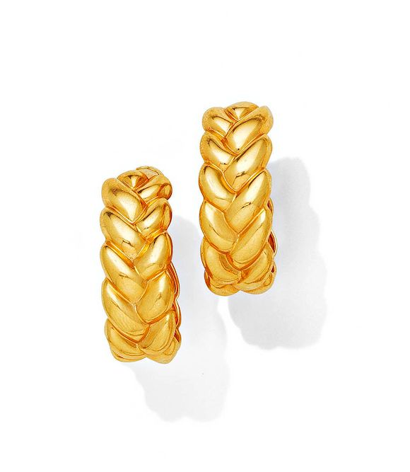 Bonhams : A pair of earclips, by Cartier,