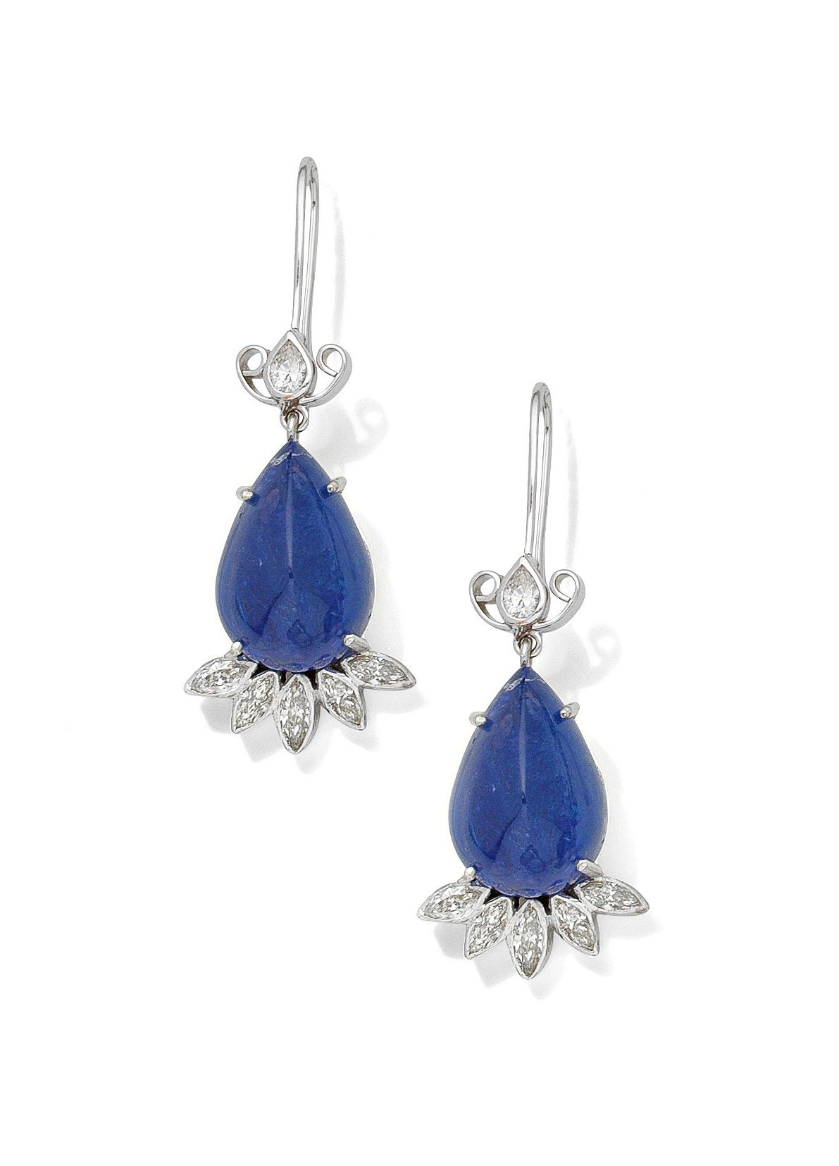 Bonhams : A pair of tanzanite and diamond earrings