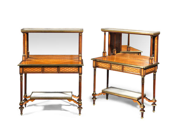 Bonhams A Pair Of Mid Victorian Brass Mounted Marble Satinwood And