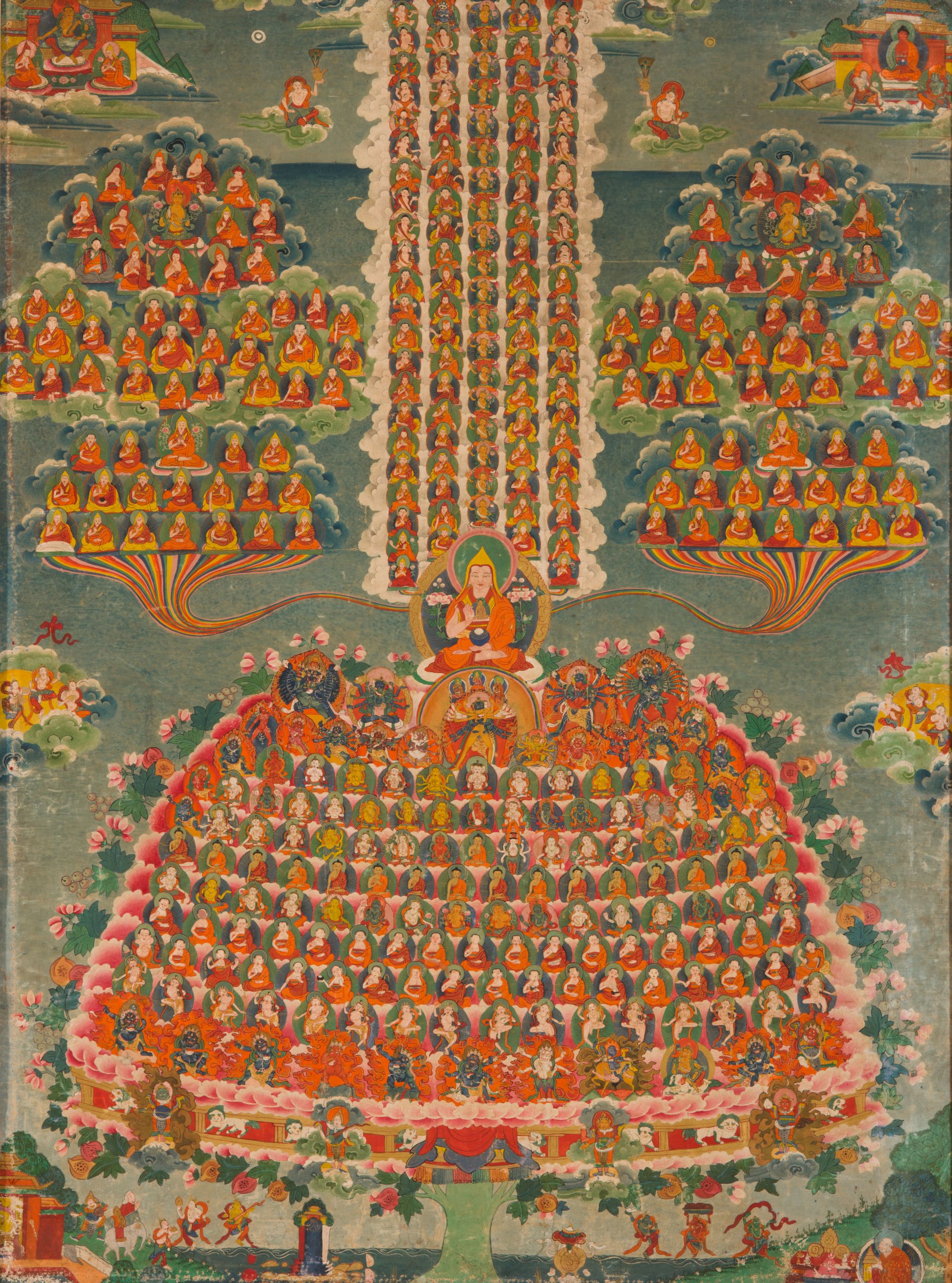 Bonhams : A thangka of Tsongkhapa and the Gelugpa Refuge Tree Tibet ...