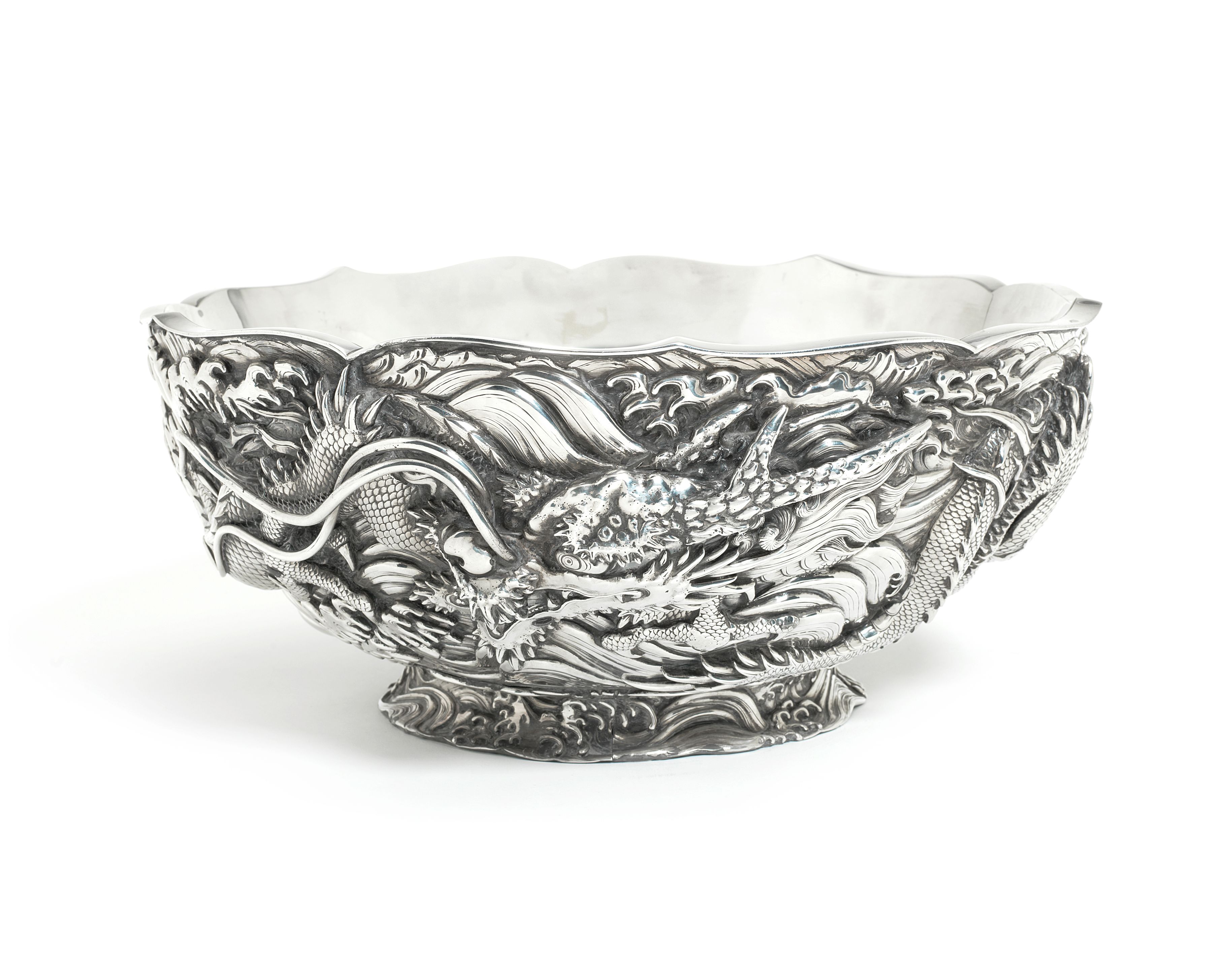 Bonhams : A massive late 19th century Chinese silver bowl with Chinese ...