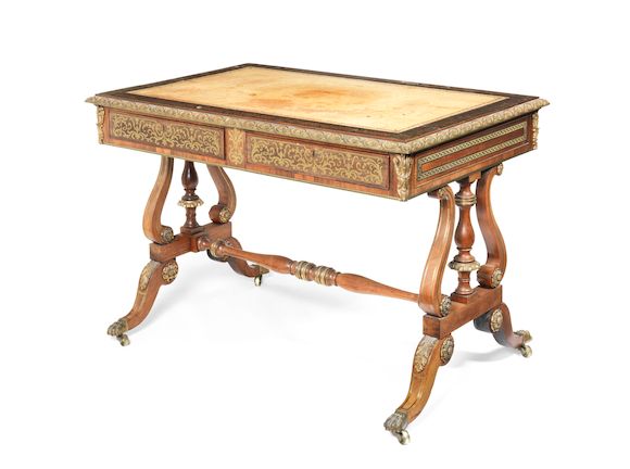 Bonhams : A Regency gilt brass mounted rosewood and brass 'Buhl' inlaid ...