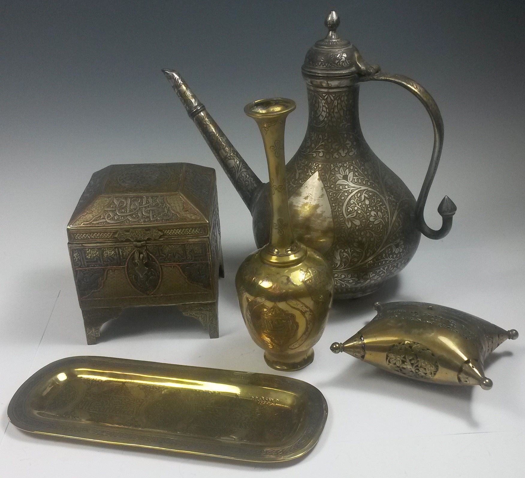 Bonhams : A Cairo-ware casket and other eastern metalwares