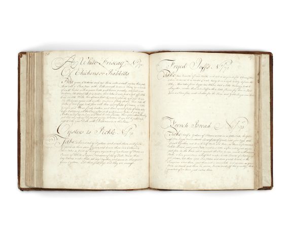 Bonhams : COOKERY AND MEDICINE Eighteenth century recipe book kept in ...