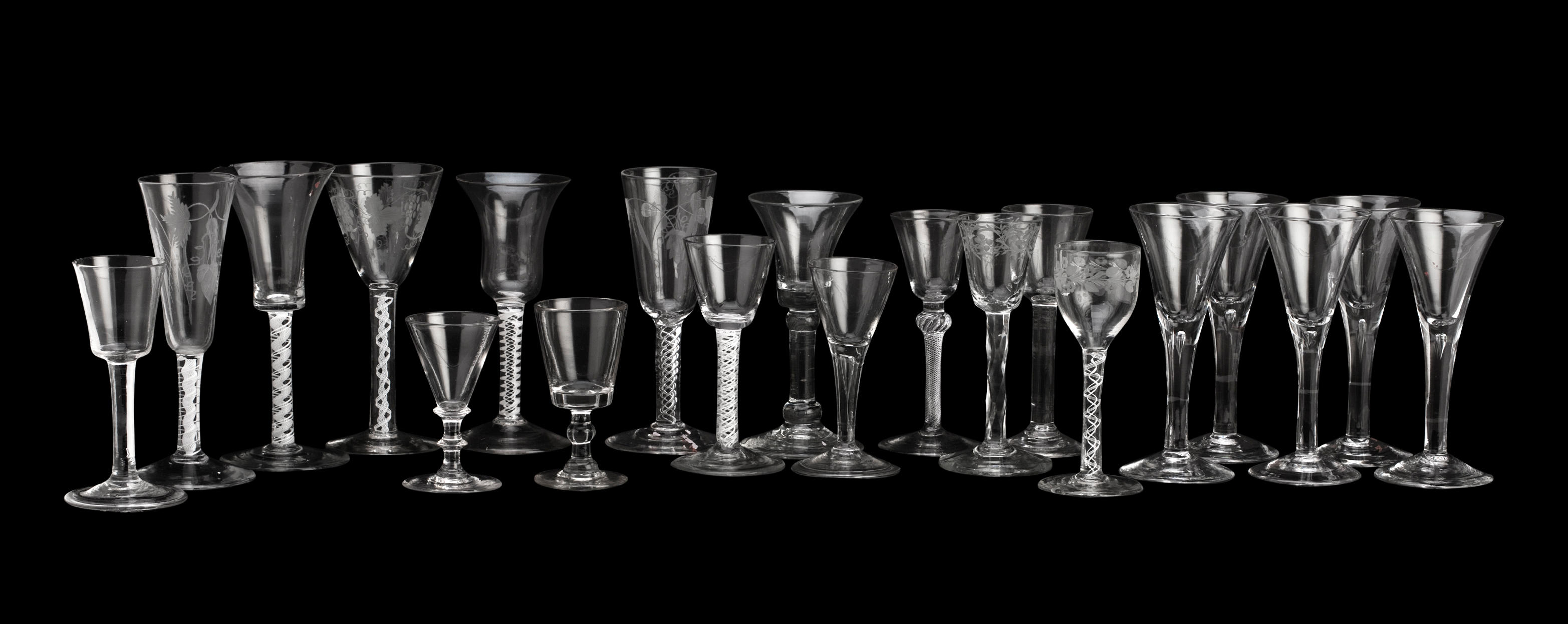 Bonhams Twenty Various Drinking Glasses Mostly 18th Century