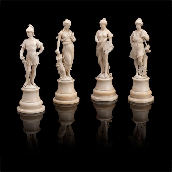 Bonhams : A set of 19th century carved ivory figures (4)