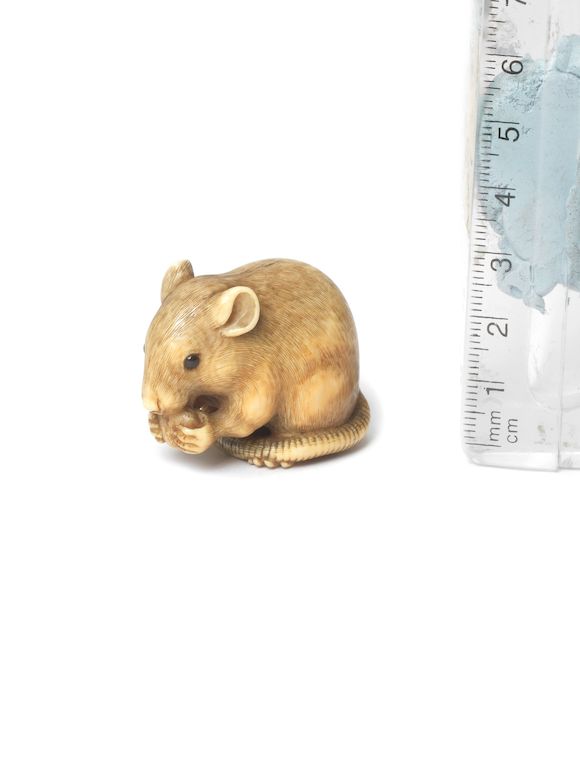 Bonhams : An ivory netsuke of a rat By Okatori, Kyoto, early 19th century
