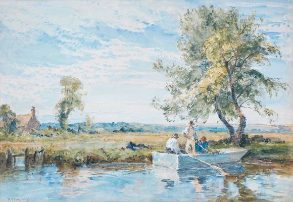 Bonhams : Robert Thorne Waite (British, 1842-1935) Figures in a boat ...