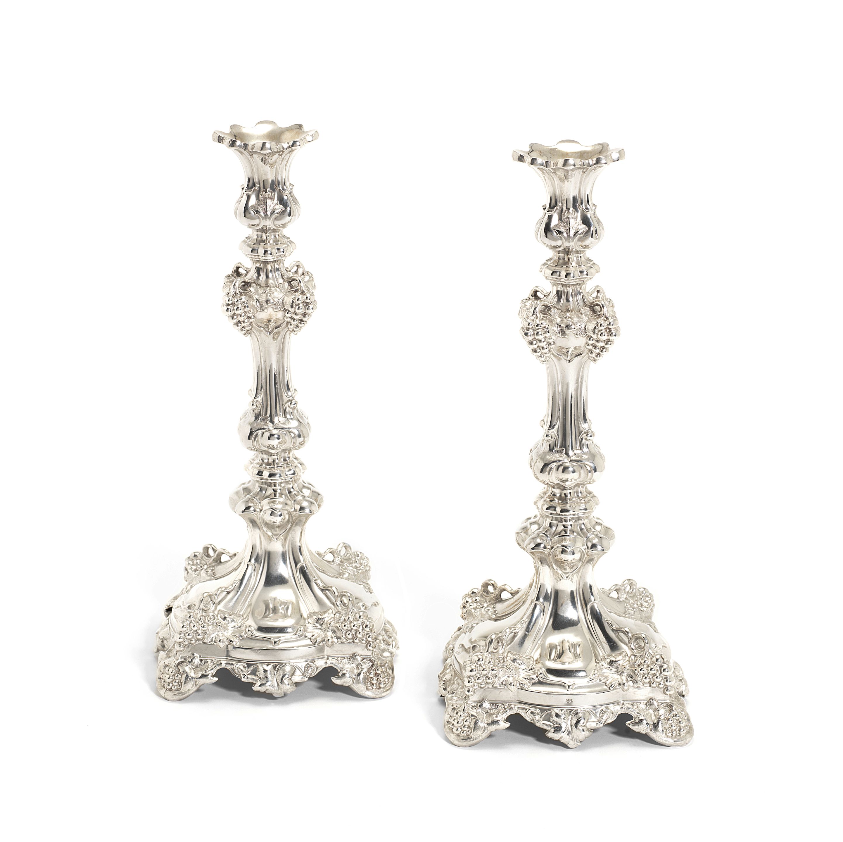 Bonhams : A pair of 19th century Russian / Ukranian silver candlesticks ...