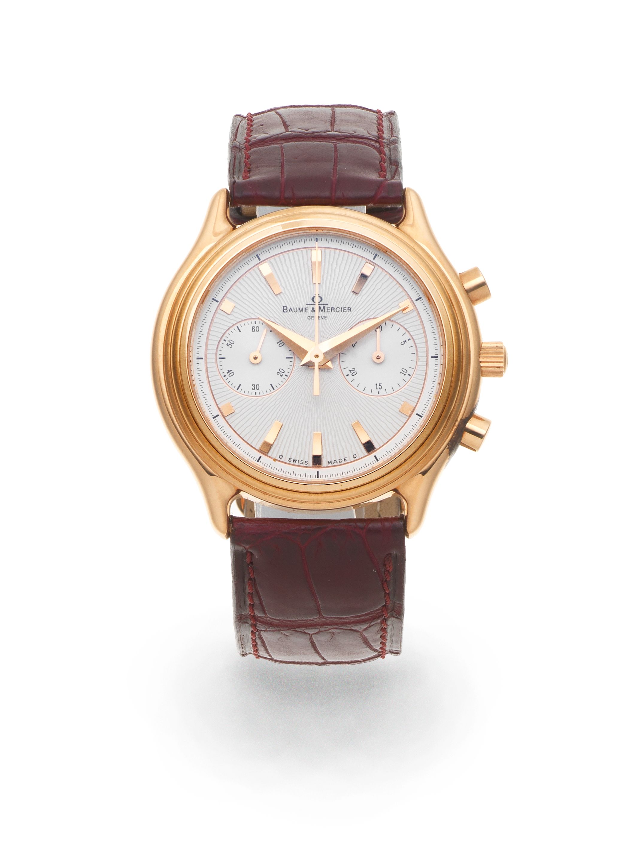 Bonhams : Baume & Mercier. An 18K rose gold manual wind chronograph ...