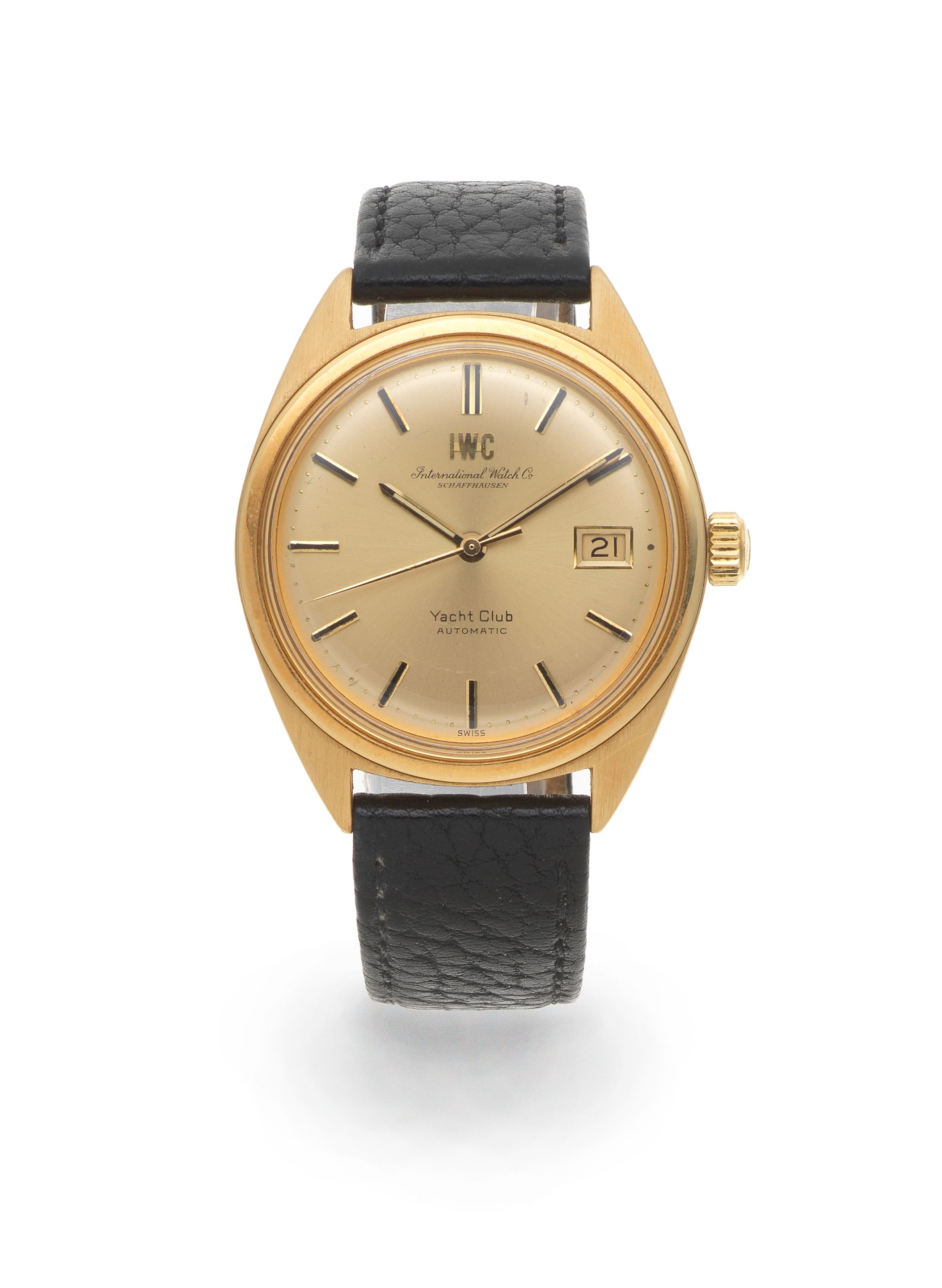 Bonhams : IWC. An 18K gold automatic calendar wristwatch Yacht Club, Ref R811A, Circa 1970
