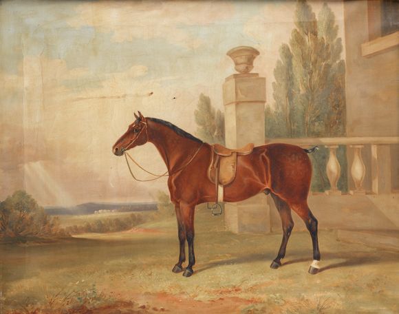 Bonhams : John Pitman (British, active 1810-1846) 'Bobtail' - a saddled ...