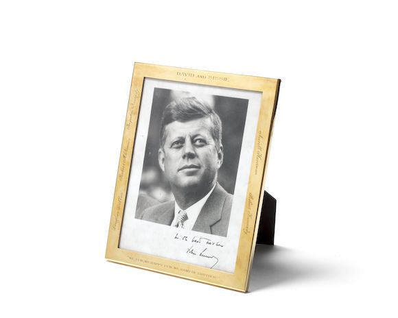 Bonhams : A signed facsimile photograph of John F Kennedy in a silver ...