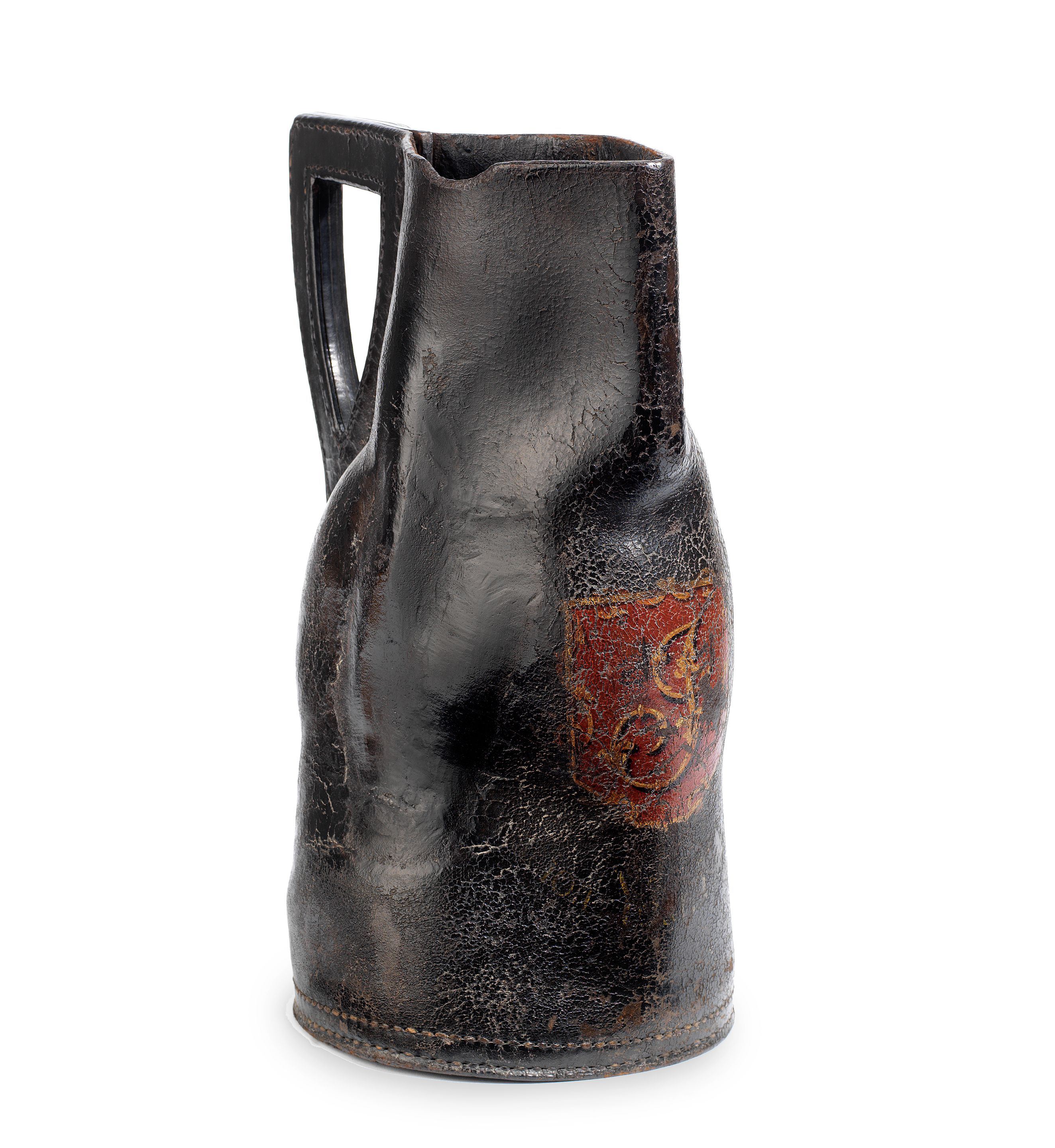 Bonhams : A late 17th/early 18th century polychrome-decorated leather ...