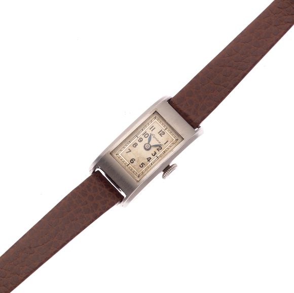 Bonhams : Alpina. A lady's stainless steel manual wind rectangular ...