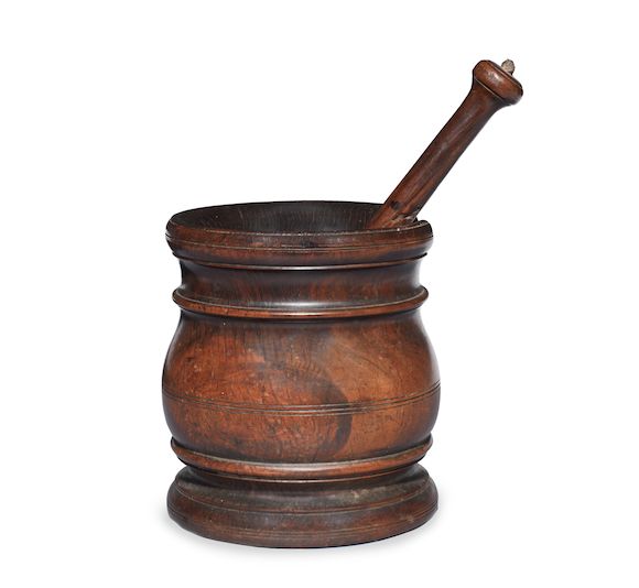 Bonhams : A late 17th/early 18th century turned lignum vitae mortar ...