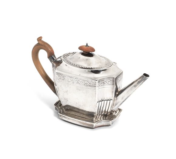 Bonhams : A George III silver teapot and stand by Daniel Pontifex ...