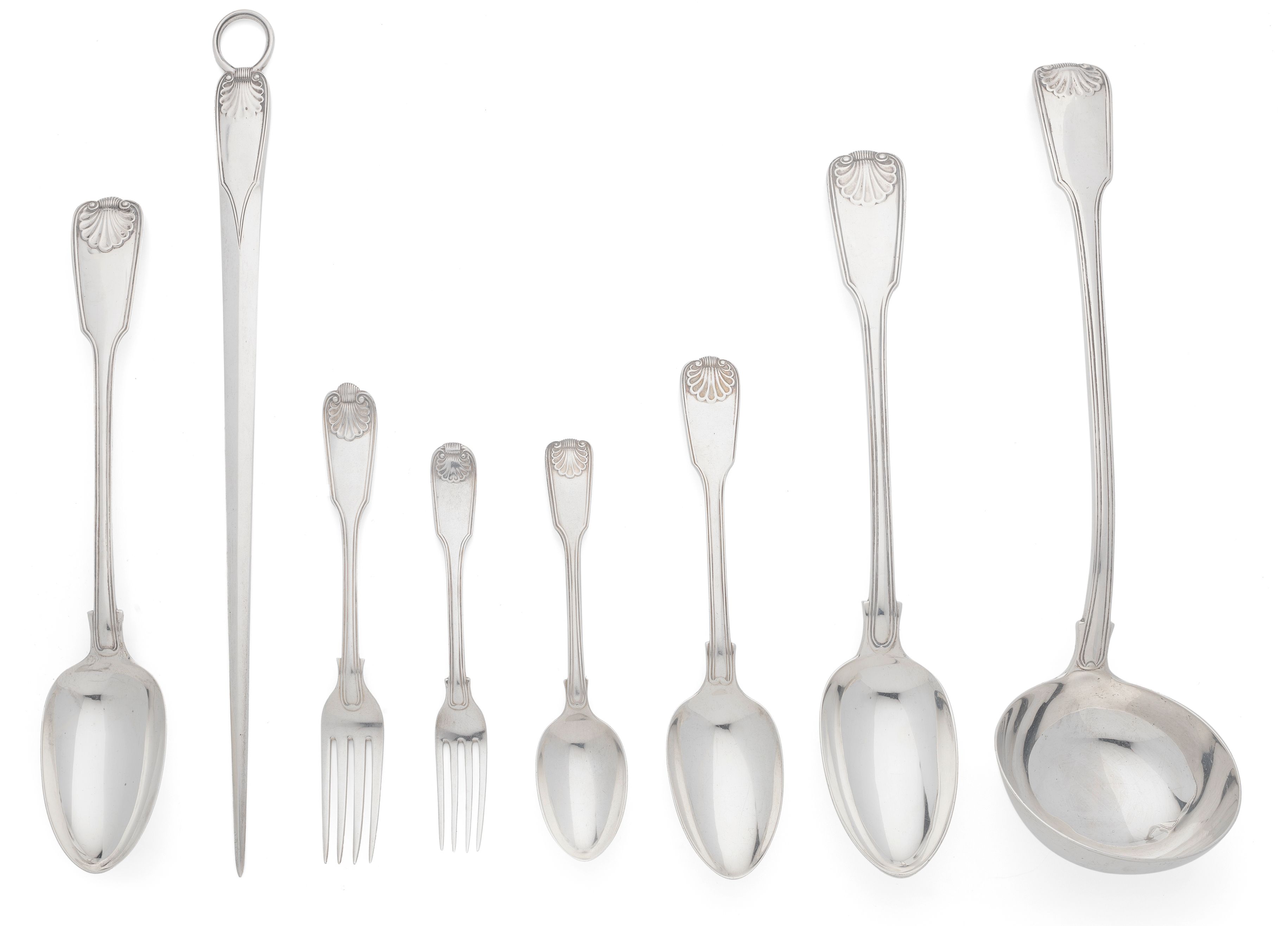 Bonhams : A Georgian / Victorian collected silver Fiddle, Thread and ...