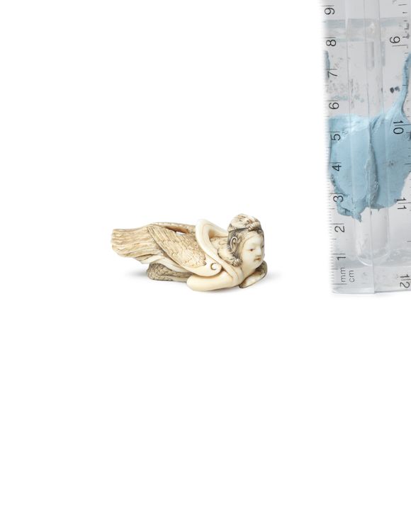 Bonhams : An ivory netsuke of a tennin (Buddhist angel) By Okatomo ...