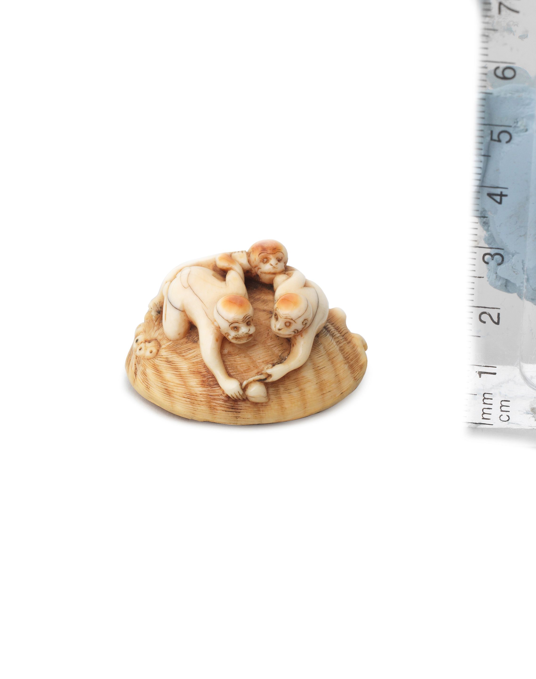 Bonhams : An ivory netsuke of three monkeys Late 18th/early 19th century
