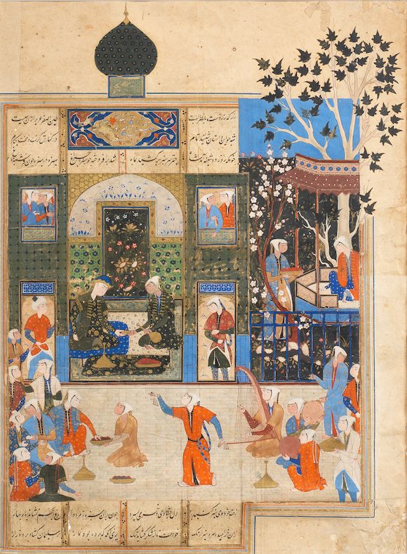 Bonhams : Bahram Gur in the green pavilion with the princess: an ...