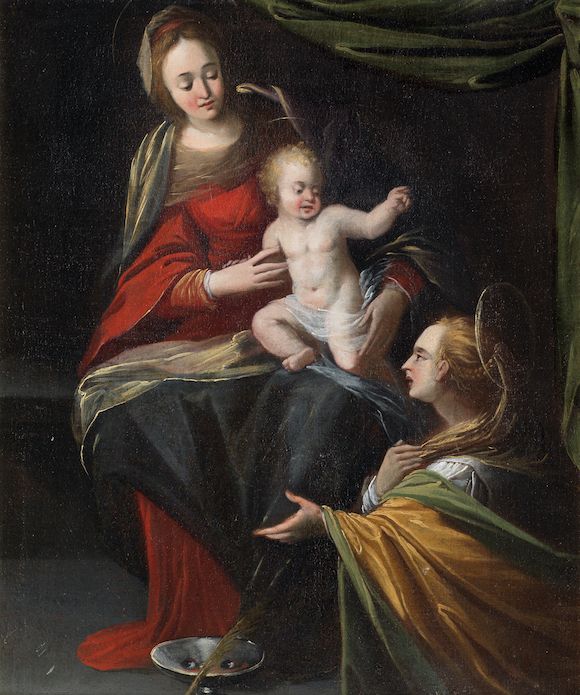 Bonhams : Sienese School, 17th Century The Madonna and Child with Saint ...