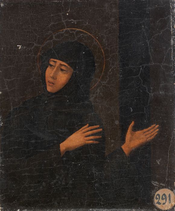 Bonhams : Sienese School, 15th Century A female Saint unframed
