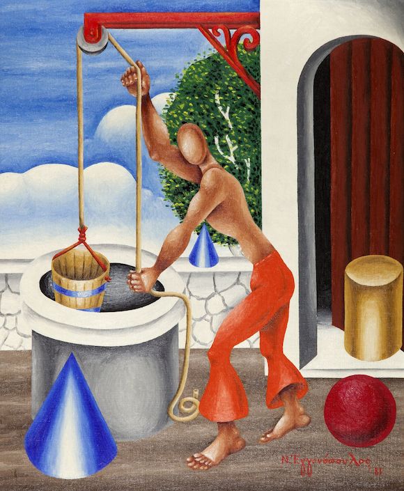 Bonhams : Nikos Engonopoulos (Greek, 1910-1985) The Well, 1981 55 x 46 cm.