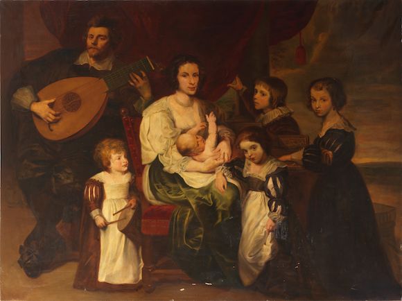 Bonhams : Flemish School, 19th Century Portrait of a family with a ...