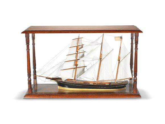Bonhams : A waterline model of Barkentine, Late 19th century, 22 in ...