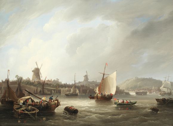 Bonhams : Frederick Calvert (British, c.1785 - 1844) A busy coastal scene