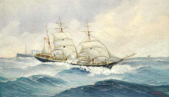 Bonhams : John Henry Mohrmann (Belgian, 1857-1916) A three-masted ...