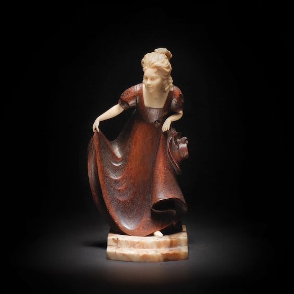 Bonhams : 'Curtsy' a carved ivory and sculptured wood study by ...