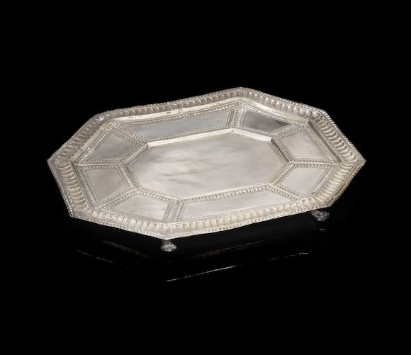 Bonhams : A Mughal silver-gilt pandan tray North India, 18th Century