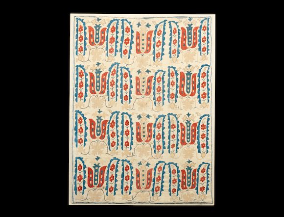 Bonhams : An Ottoman embroidered linen Panel Turkey, 17th Century