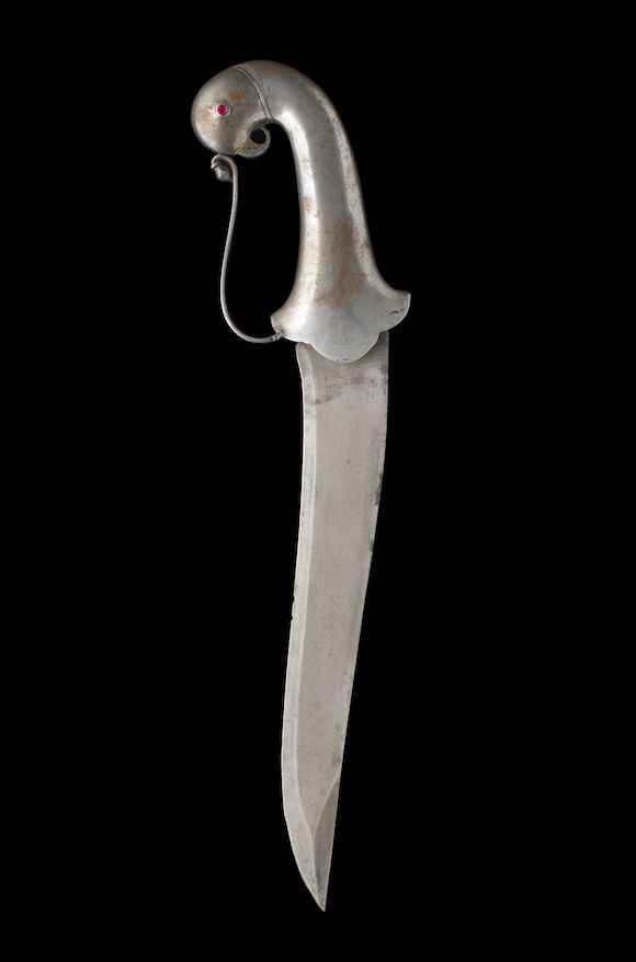 Bonhams : A gem-set steel-hilted parrot head dagger India, 18th Century