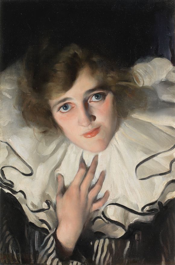 Bonhams : David Jagger R.O.I. (British, 1891-1958) Pierrette 59.7 x 42. ...